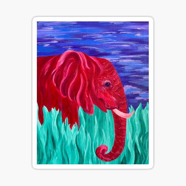 "Ruby Elephant in Grasses Night Sky" Sticker for Sale by KrystaLyssy ...