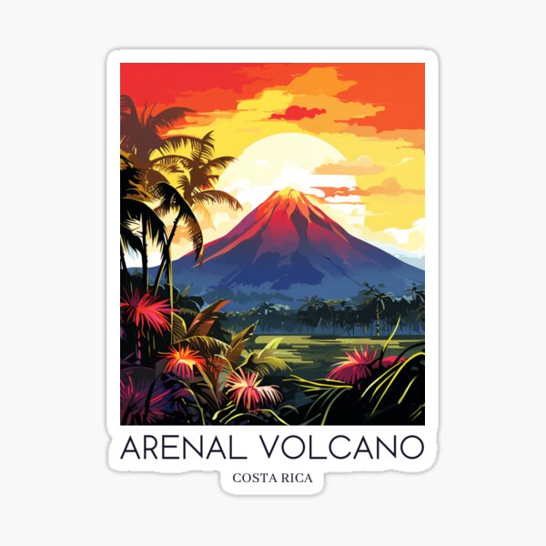"A Pop Art Travel Print of the Arenal Volcano - Costa Rica " Sticker ...