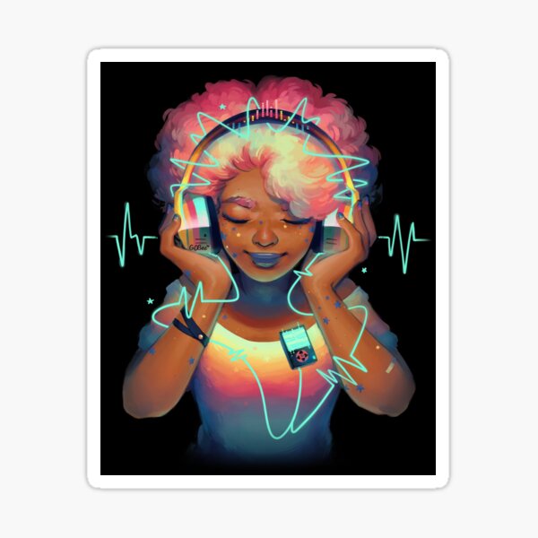 "MUSIC" Sticker for Sale by GDBee | Redbubble