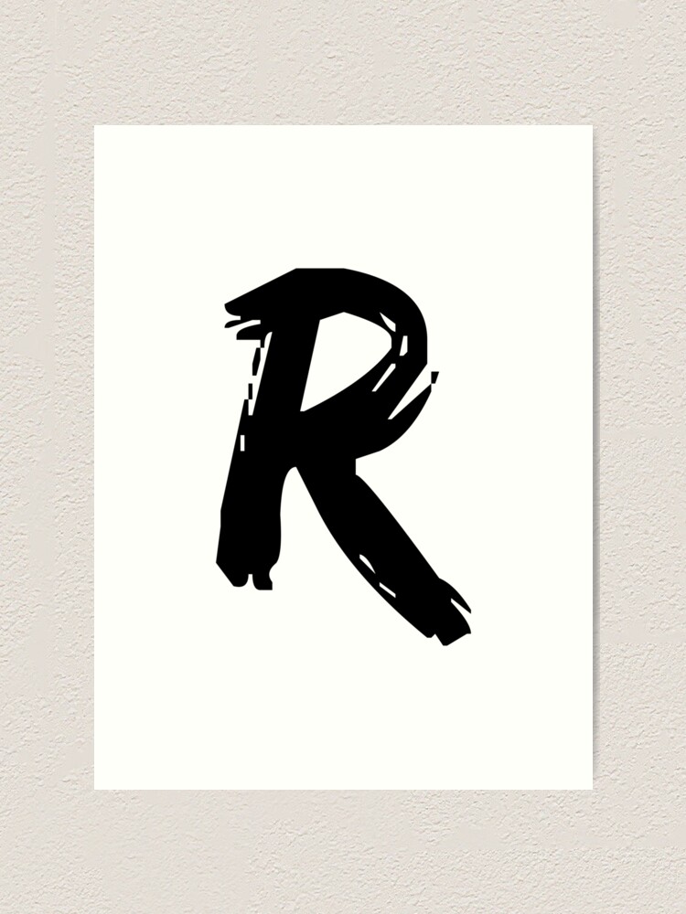 "R BRUSH STYLE CAPITAL LETTER INITIAL T-SHIRT MODERN MINIMALIST FONT ...