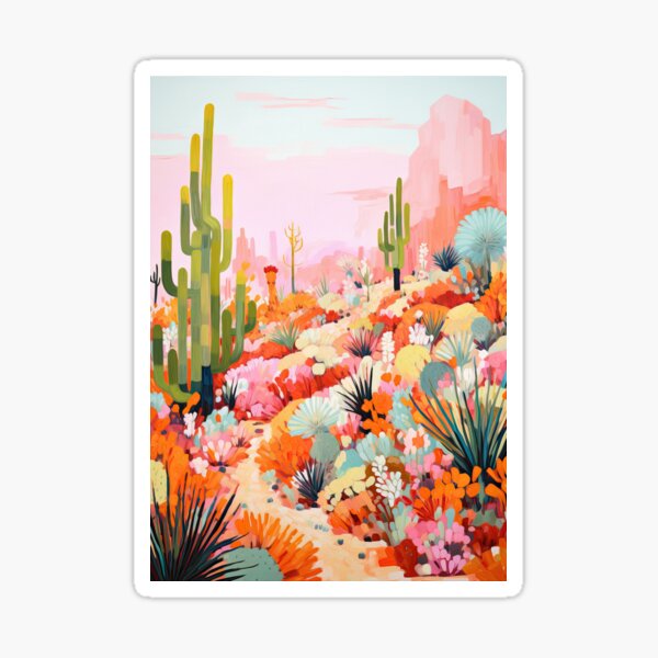 "Maximalist Desert Landscape In Pastel Colours" Sticker for Sale by ...