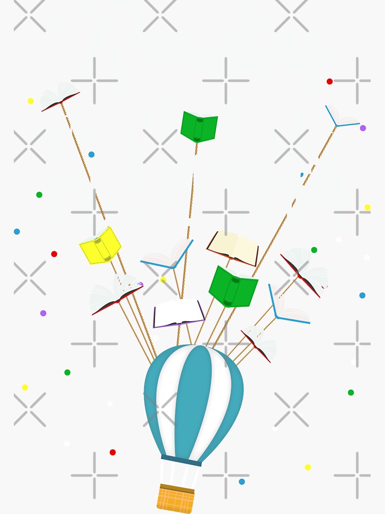 "Reading Hot Air Balloon" Sticker by PopArtDesigns | Redbubble