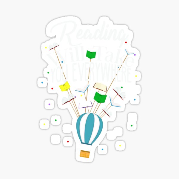 "Reading Hot Air Balloon" Sticker by PopArtDesigns | Redbubble
