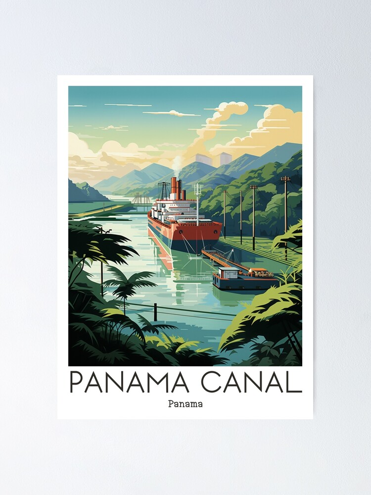 "A Vintage Travel Illustration of the Panama Canal - Panama " Poster ...
