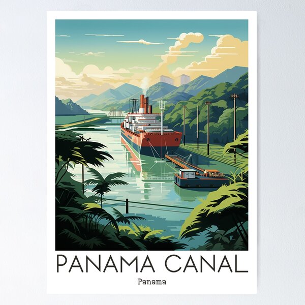 "A Vintage Travel Illustration of the Panama Canal - Panama " Poster ...