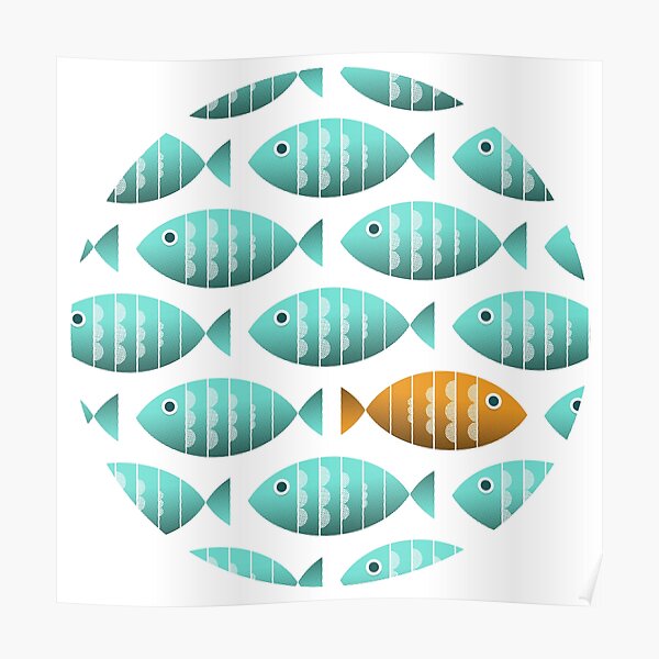 "Individual Self-Confident Fish Swims Against the Flow" Poster by ...