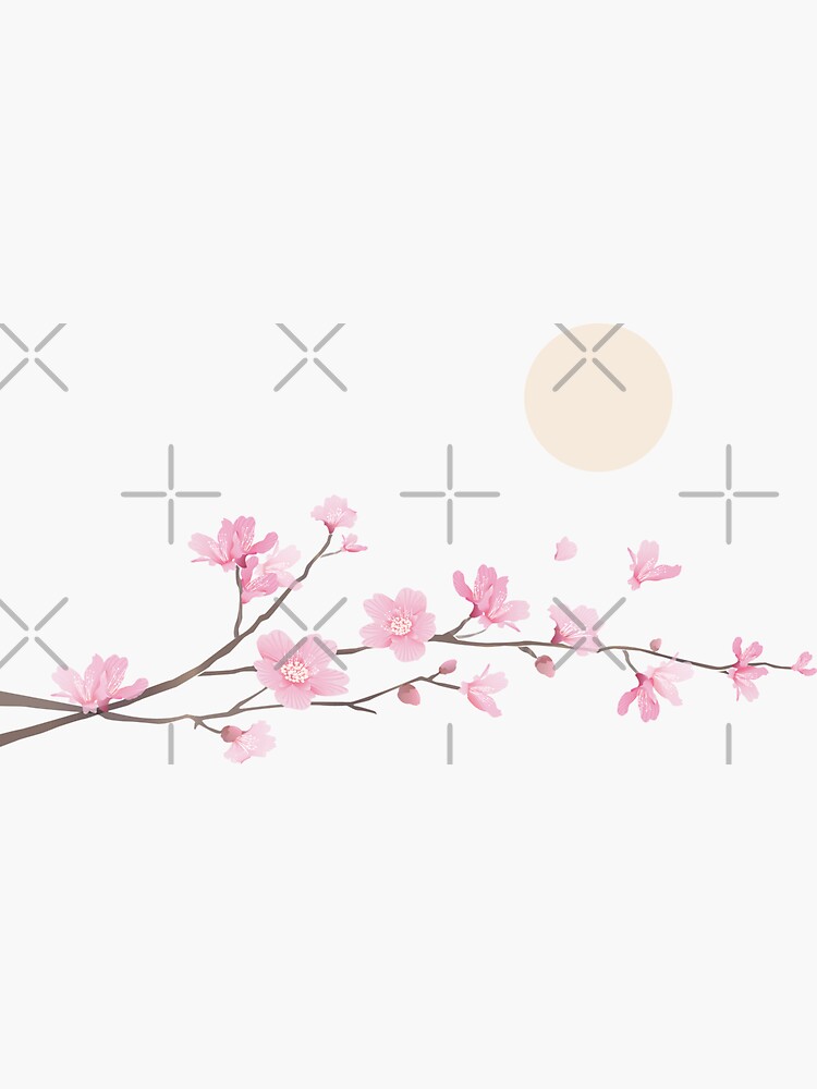"Cherry Blossom Sakura Full Moon Festival Tea Green" Sticker for Sale by designenrich | Redbubble