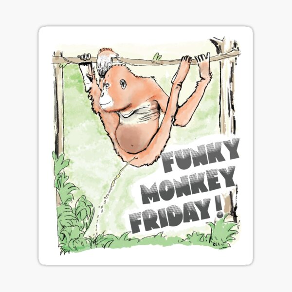 "Funky monkey friday III" Sticker for Sale by FunKi-FunKi | Redbubble