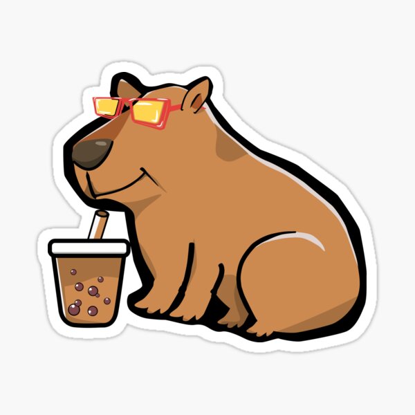 "Cute Capybara Boba With Sunglasses and Bubble Tea - Capybara lovers ...