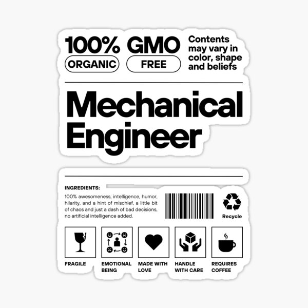 "Mechanical Engineer - Human Being" Sticker for Sale by Custom-Print ...
