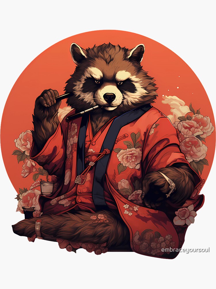 "Yakuza style tanuki" Sticker for Sale by embraceyoursoul | Redbubble