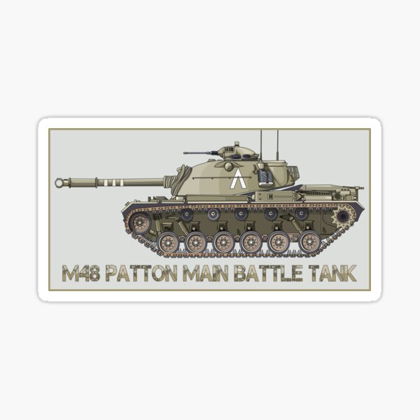 "M48 Patton Army Main Battle Tank Illustration" Sticker for Sale by ...