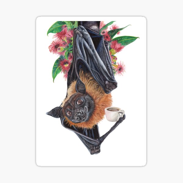"Batty Before Coffee" Sticker for Sale by HollySimental | Redbubble
