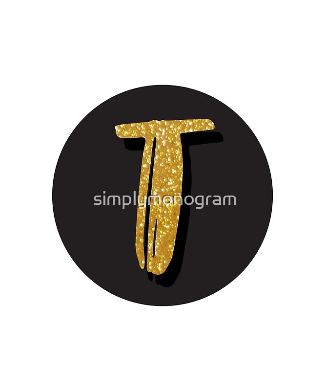 "Monogram T Gold Glitter in A Black Dot" by simplymonogram | Redbubble