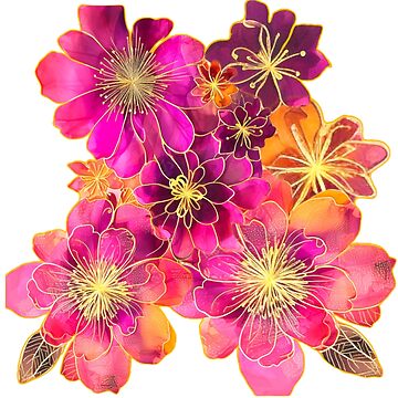 "Golden Batik Flowers Mix n’ Match Collection" Sticker for Sale by ...