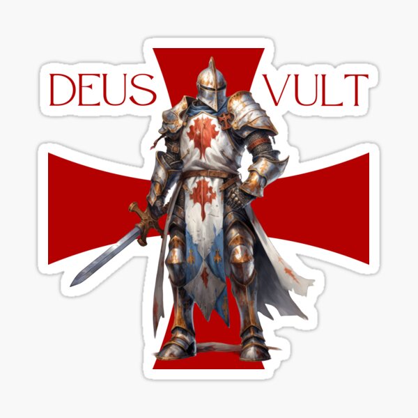 "Deus Vult Crusader Medieval Knight" Sticker for Sale by AgeOfHeroes ...