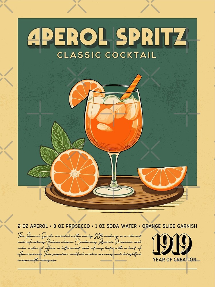 "Aperol Spritz Vintage Recipe Poster" Poster for Sale by Vintaprints-co ...
