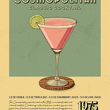 "Cosmopolitan Cocktail Vintage Recipe Poster" Poster for Sale by ...