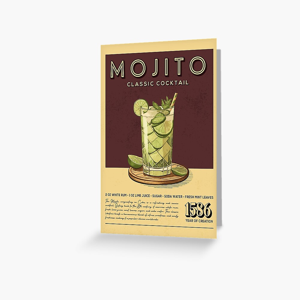 "Mojito Cocktail Vintage Recipe Poster" Sticker for Sale by Vintaprints ...