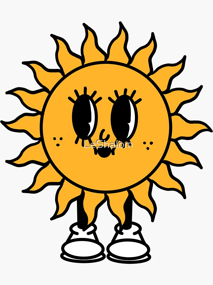 "Cute retro cartoon sun" Sticker by LeShalom | Redbubble
