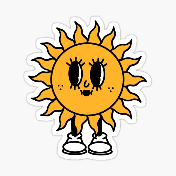 "Cute retro cartoon sun" Sticker by LeShalom | Redbubble