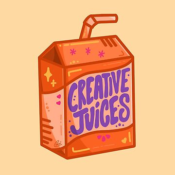 ""Creative Juices" - Cute Orange Juice Box of Creativity" Sticker for ...