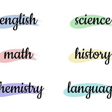 "Subject Labels Stickers Pack - Script with Brush Stroke (6 per Sheet ...