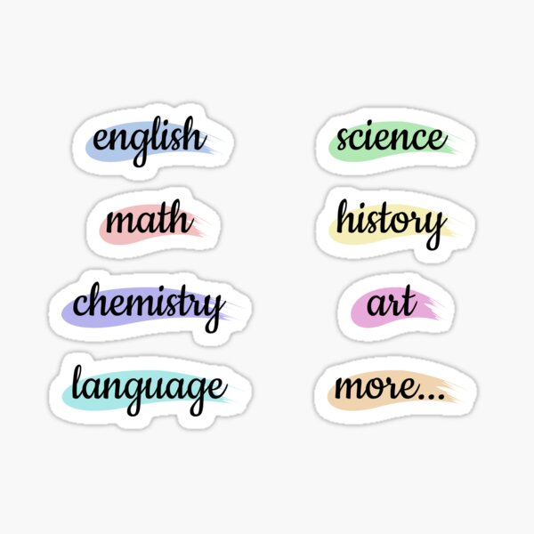 "Subject Labels Stickers Pack - Script with Brush Stroke (8 per Sheet ...