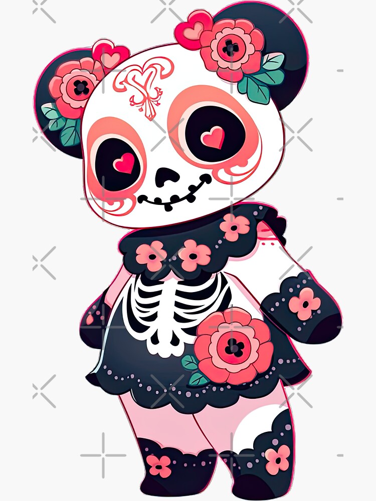 "Sugar Skull Bear" Sticker for Sale by anarchangel | Redbubble