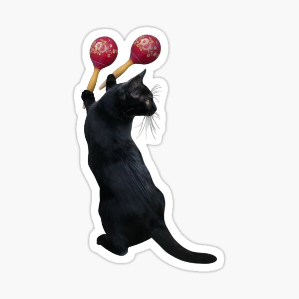 "Cat with Maracas" Sticker for Sale by catsclips | Redbubble