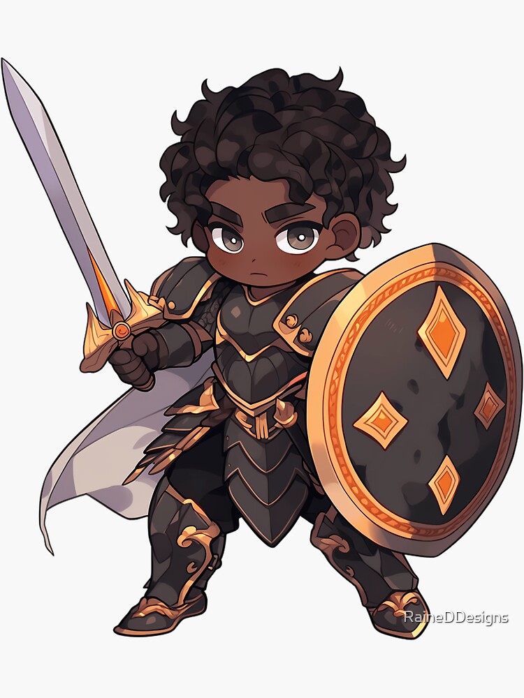 "Cute Paladin Chibi with Sword and Shield" Sticker for Sale by ...