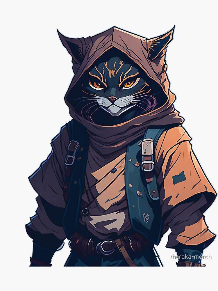 "Japanese Samurai Catana Ninja Cat Art" Sticker for Sale by tharaka ...