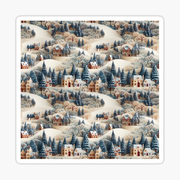 "snowy Christmas village" Sticker for Sale by PeppernCo | Redbubble