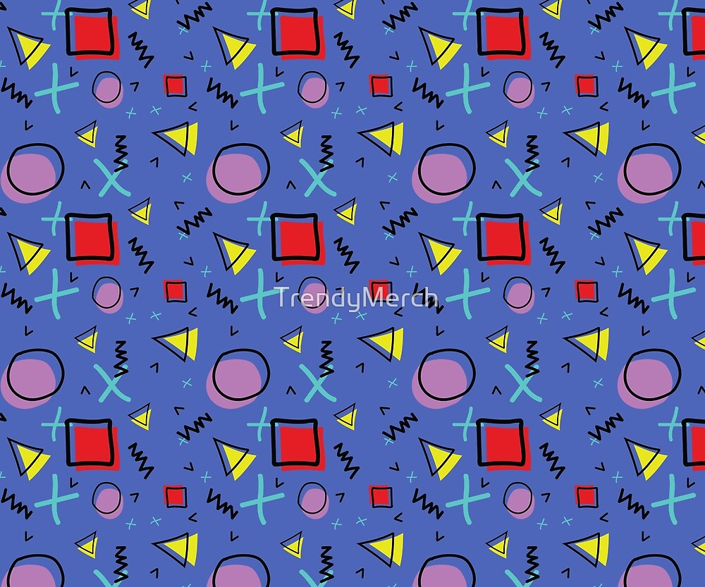 "90's Themed Blue (Memphis Style Pattern)" by TrendyMerch | Redbubble