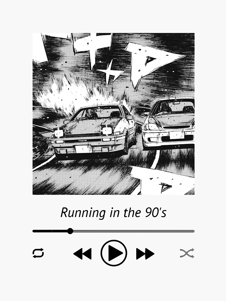 "Initial D Running In The 90s Music Player AE86 vs Civic" Sticker for ...