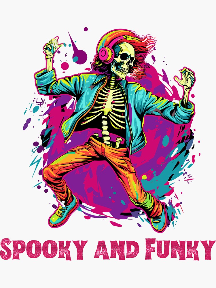 "Sppky And Funky "Skeleton Disco" 70s Funky" Sticker for Sale by ...
