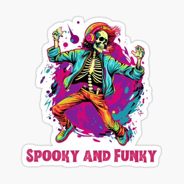"Sppky And Funky "Skeleton Disco" 70s Funky" Sticker for Sale by ...