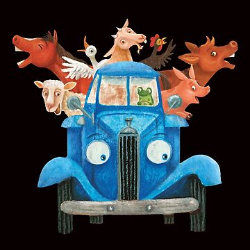 "Little blue truck with farm animals classic illustration" Sticker for ...
