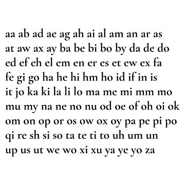 "Scrabble Official 2 Letter Words List" Sticker for Sale by TheJoeyCook ...