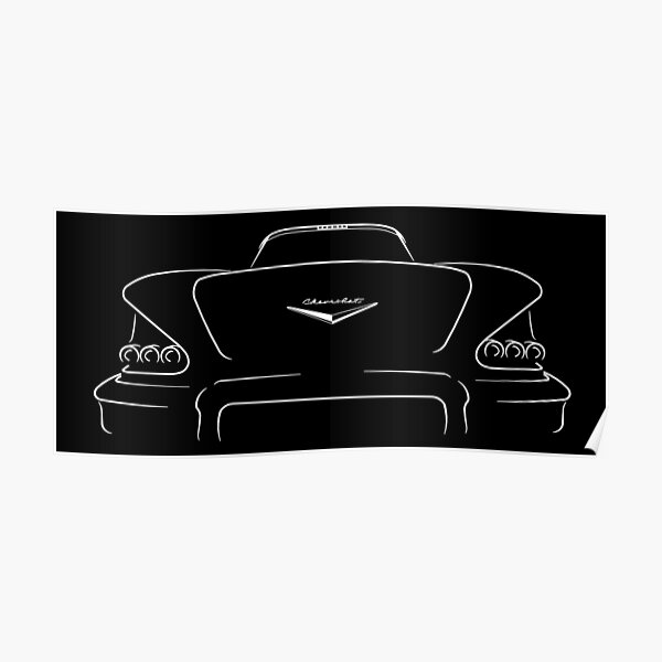 "1958 Impala - stencil back, white" Poster by mal-photography | Redbubble