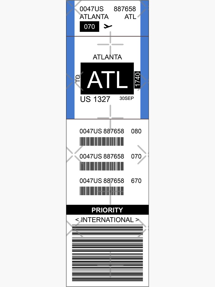 "Atlanta ATL Airport Luggage Tag" Sticker for Sale by TravelCamel ...