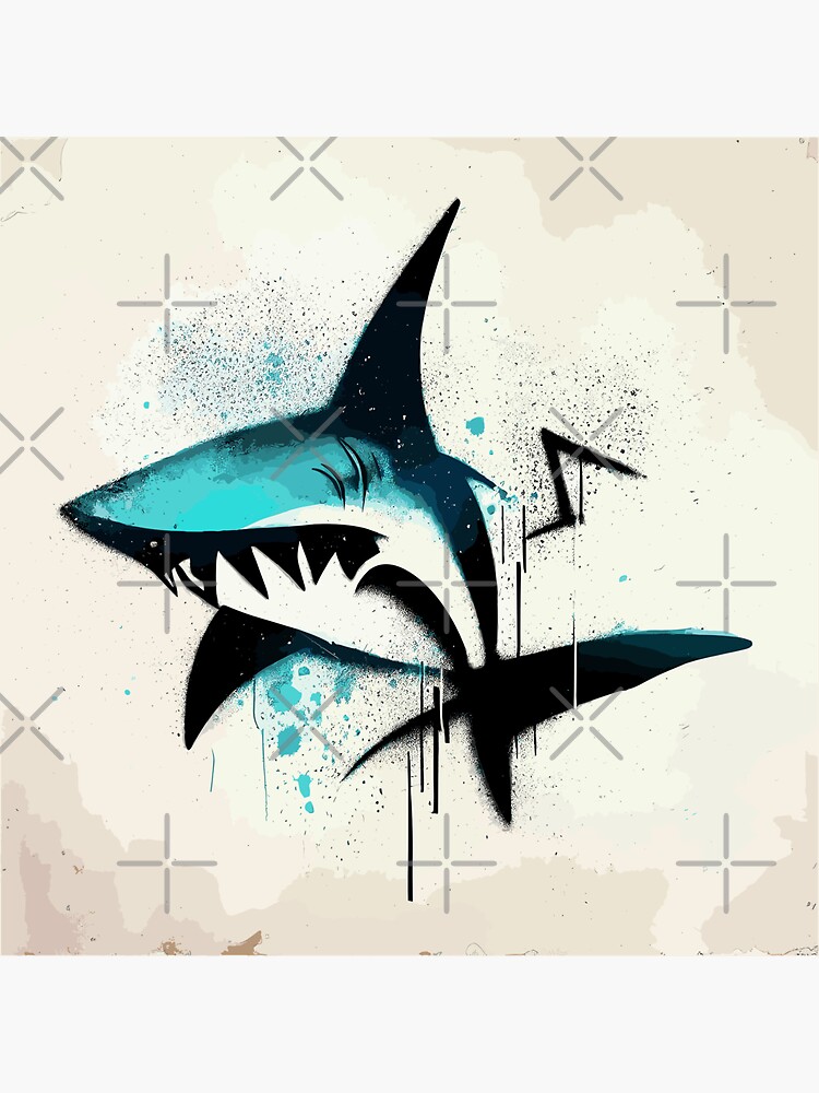 "Funny Shark Vintage graffiti Street Art" Sticker for Sale by ...