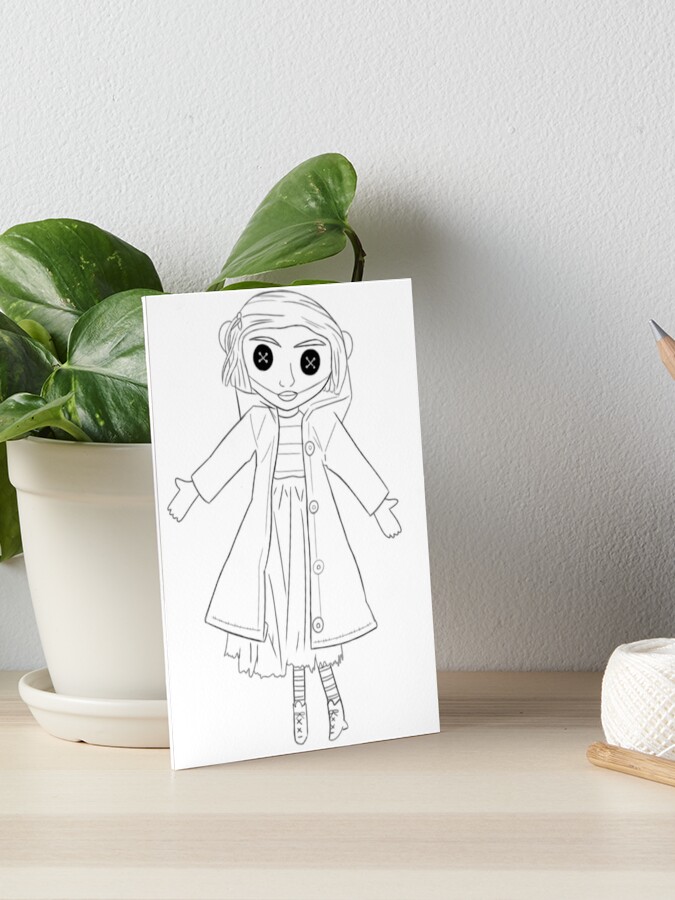 "Coraline doll outline" Art Board Print for Sale by nancysartx | Redbubble