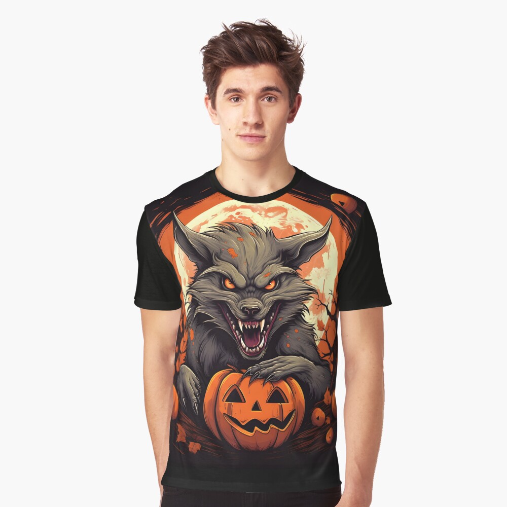 "Scary orange werewolf in the style of Halloween" Sticker for Sale by ...