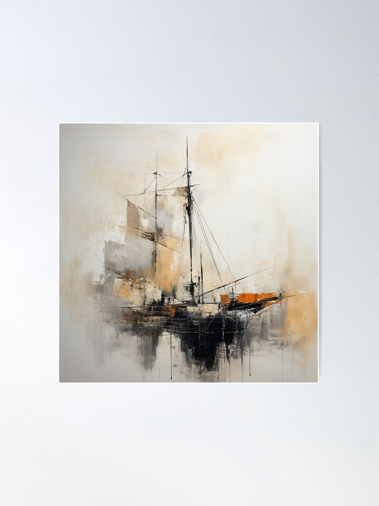Ship Boat Abstract Ship Boat Painting, Modern Abstract Painting, Ship