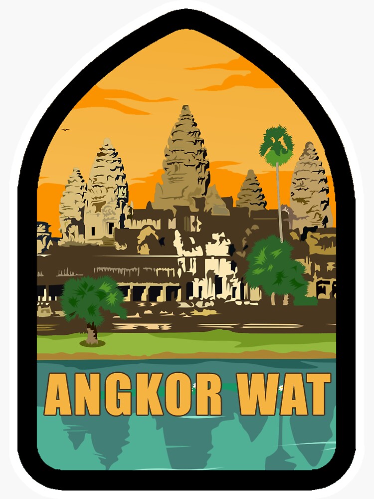 "Angkor Wat Sticker (No.1/8)" Sticker for Sale by Klai-Krung | Redbubble