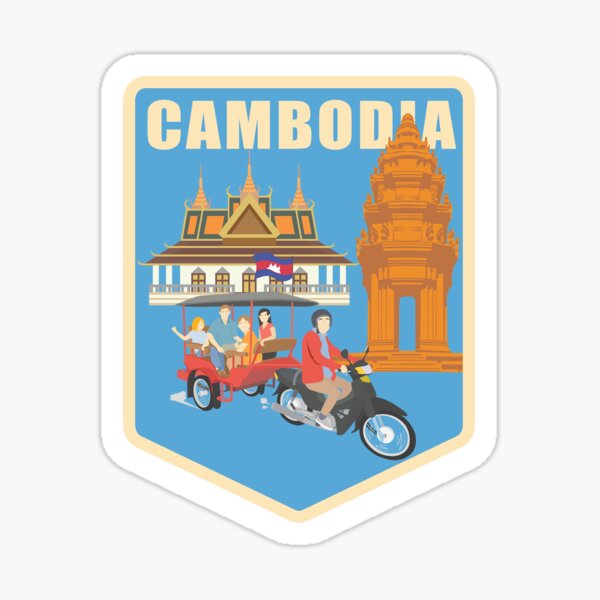 "Cambodia and tuk tuk (No.7/8)" Sticker for Sale by Klai-Krung | Redbubble