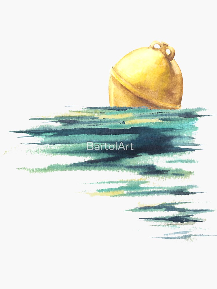 "Watercolor yellow buoy at the sea Hand drawing. " Sticker for Sale by ...