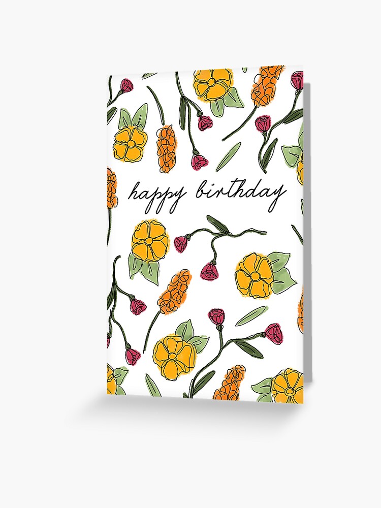 "Birthday card with floral motif in portrait format" Greeting Card by ...