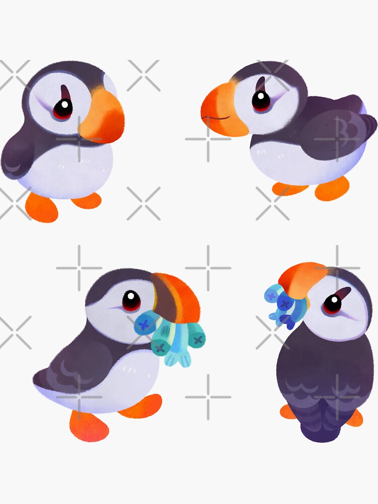 "Happy puffin - yellow" Sticker for Sale by pikaole | Redbubble